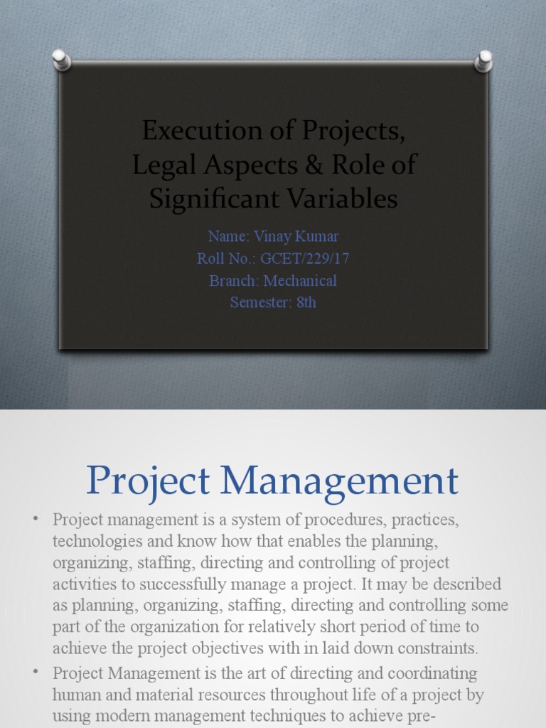 Execution of Projects, Legal Aspects & Role | PDF | Project Management ...
