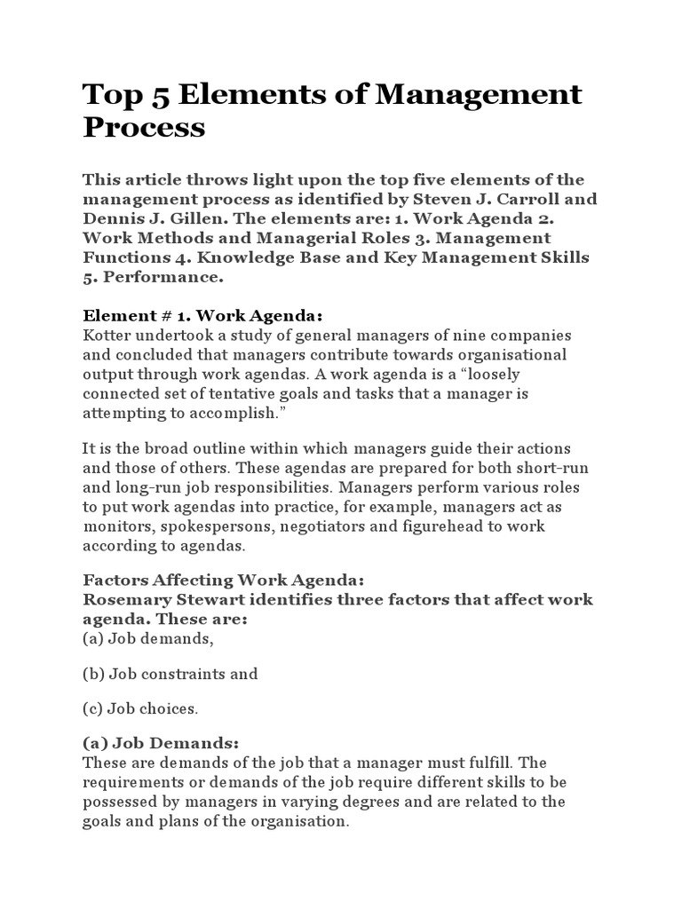 Top 5 Elements of Management Process | PDF | Communication | Goal