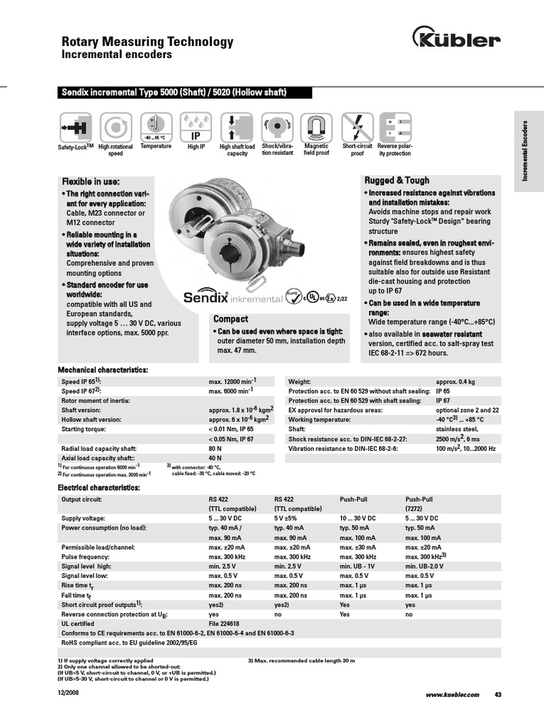 Rotary Measuring Technology: Incremental Encoders | PDF | Electrical ...