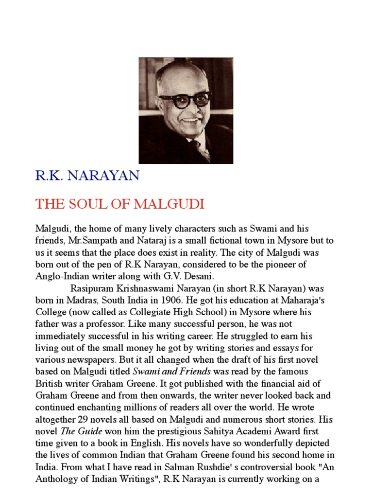 R K Narayan Biography Note | PDF | Books