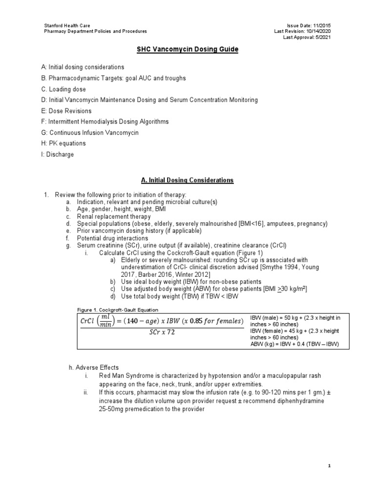SHC Vancomycin Dosing Guide | PDF