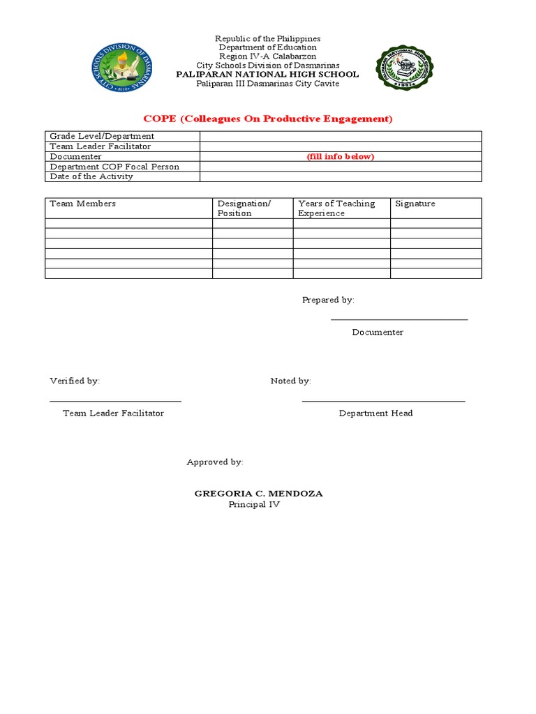 COPE (Colleagues On Productive Engagement) : Paliparan National High ...