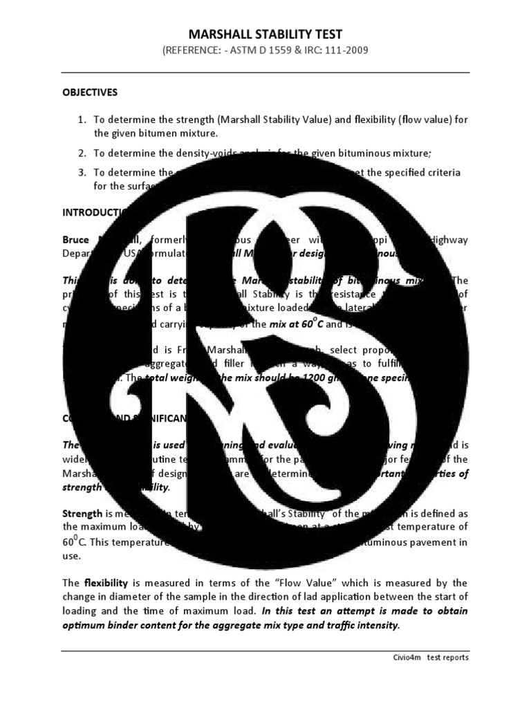 Marshall Stability Test | PDF | Asphalt | Flow Measurement