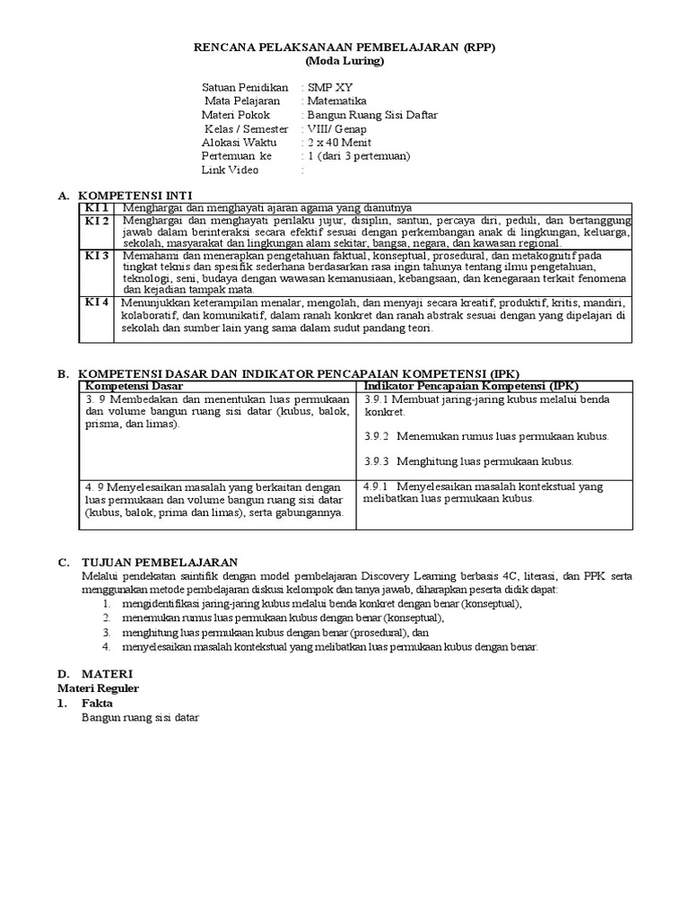 RPP - SPLV PJBL-set Ke-3 | PDF