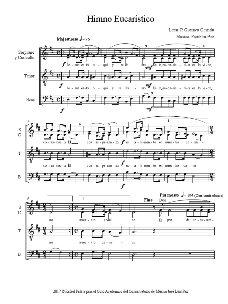 Himno-Eucaristico Coro Part-1 | PDF | Liturgia Catolica | Sacramentos