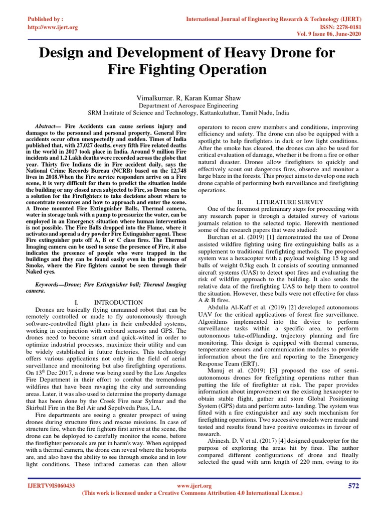 Design and Development of Heavy Drone For Fire Fighting Operation ...