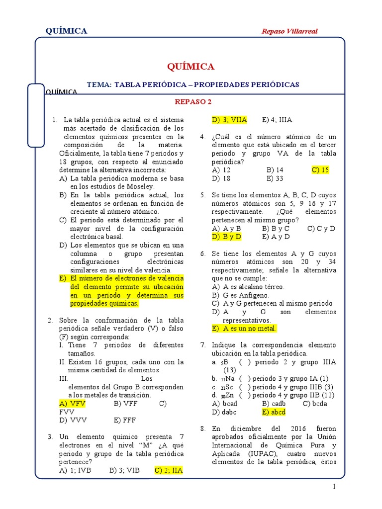 2-Tabla Periódica-Propiedades Periódicas | PDF | Tabla periódica | Química