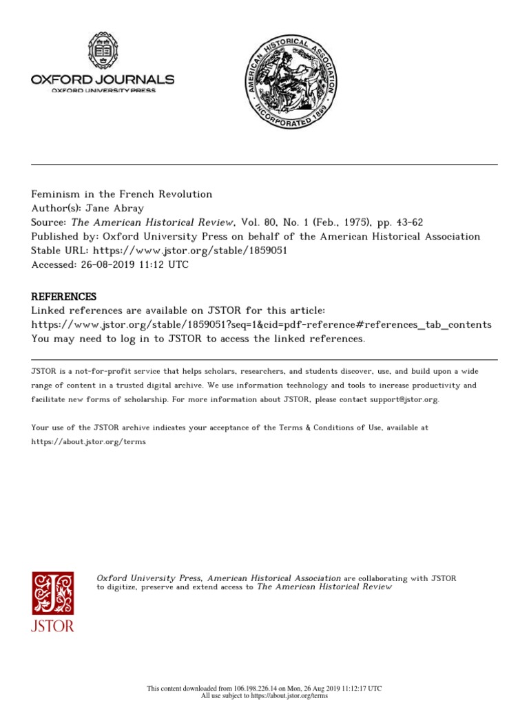 Feminism in The French Revolution | PDF | History