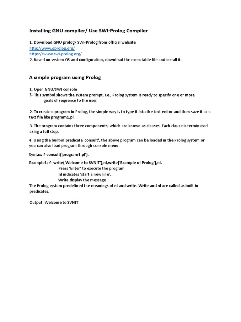 Prolog GNU Swi Basics | PDF