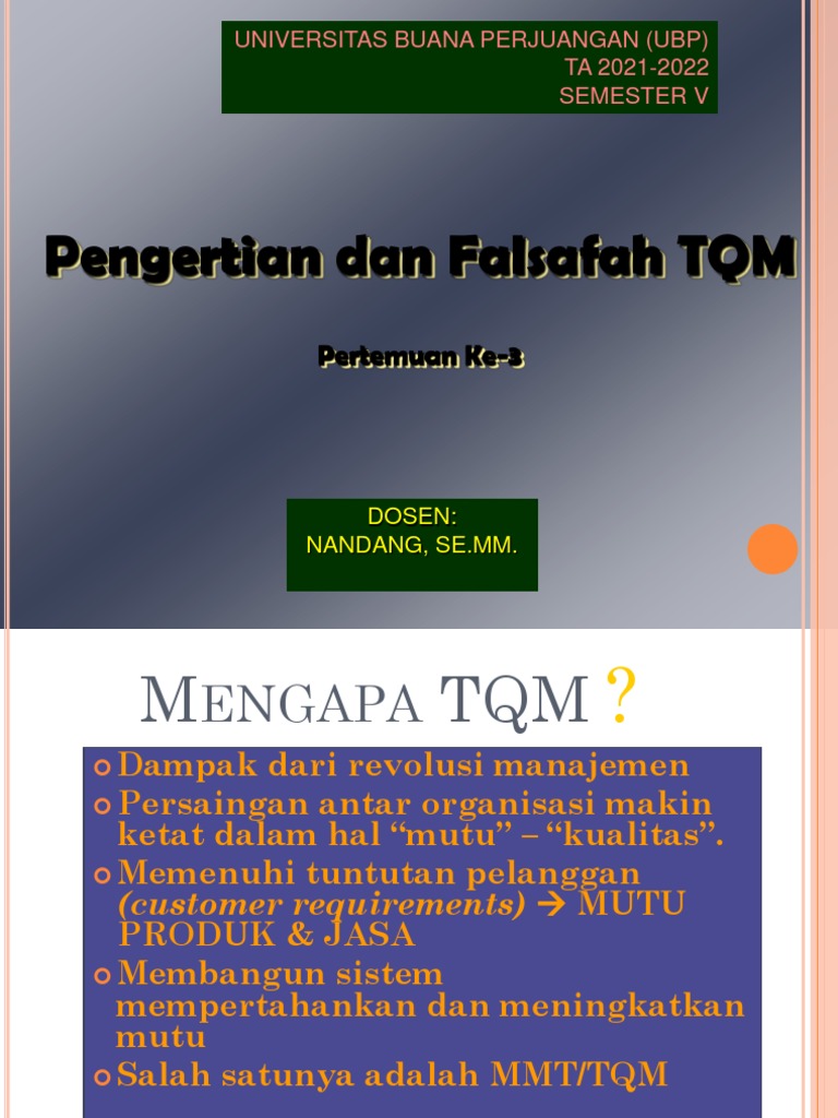 P-3 Pengertian, Falsafah TQM | PDF