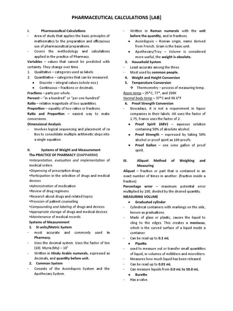 Pharmaceutical Calculations | PDF | Medical Prescription | Pharmacy