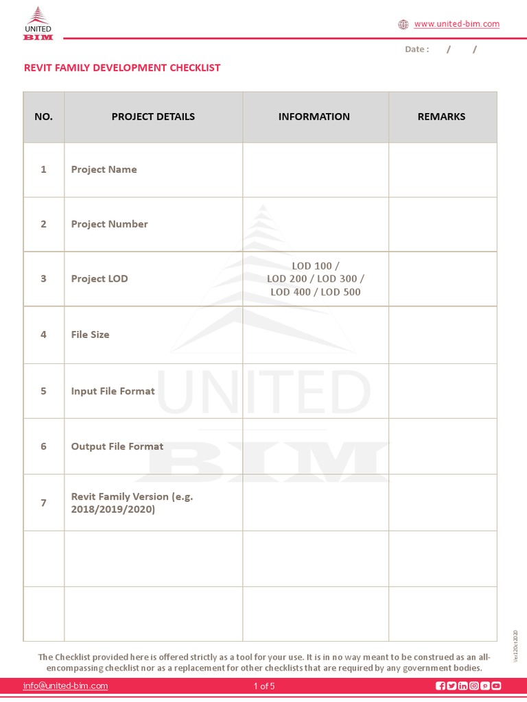 Revit Family Development Checklist by United BIM. | PDF | Autodesk ...