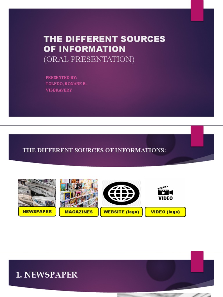 The Different Sources of Information - English - Powerpoint | PDF