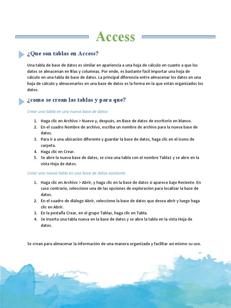 Qué Son Tablas en Access | PDF | Bases de datos | SQL