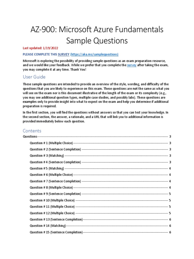 AZ-900 Sample Questions Guide | PDF | Cloud Computing | Platform As A ...