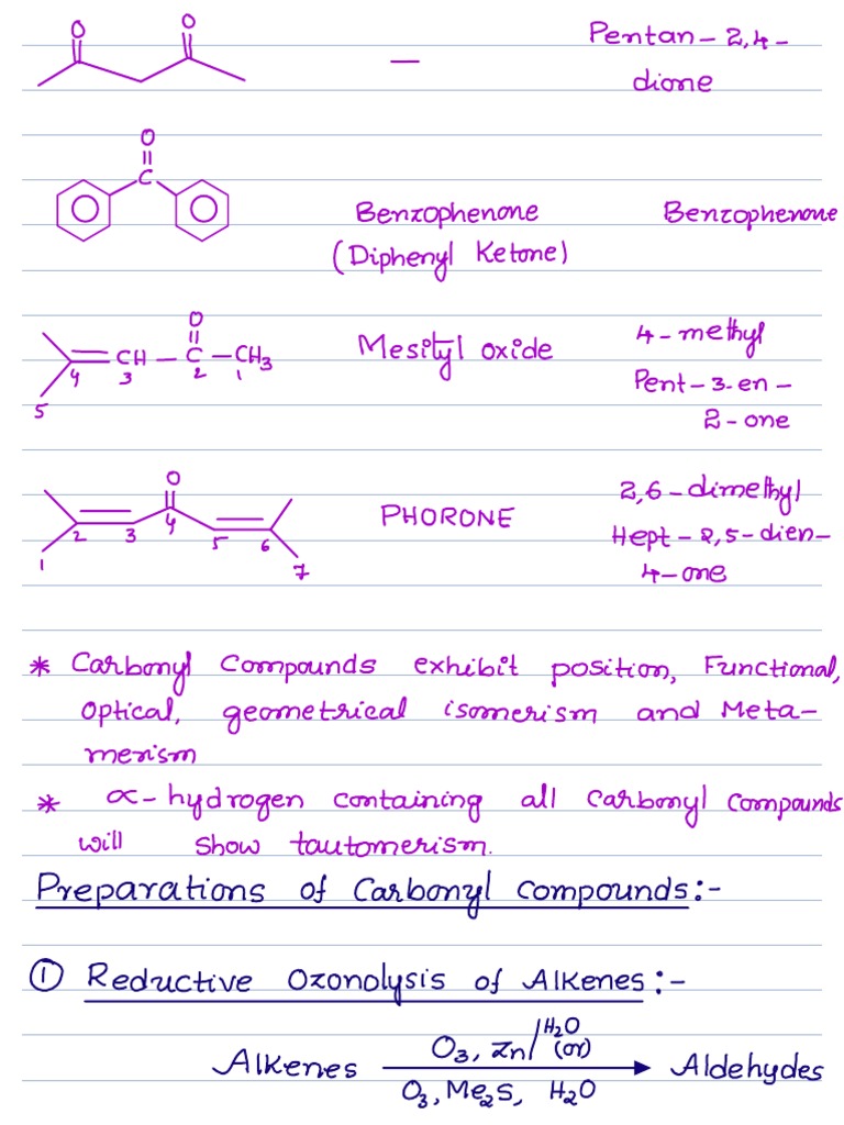 Carbonyl Compounds Notes | PDF | Alcohol | Ketone