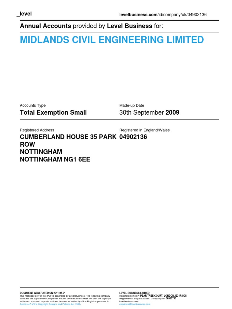 MIDLANDS CIVIL ENGINEERING LIMITED - Company Accounts From Level ...