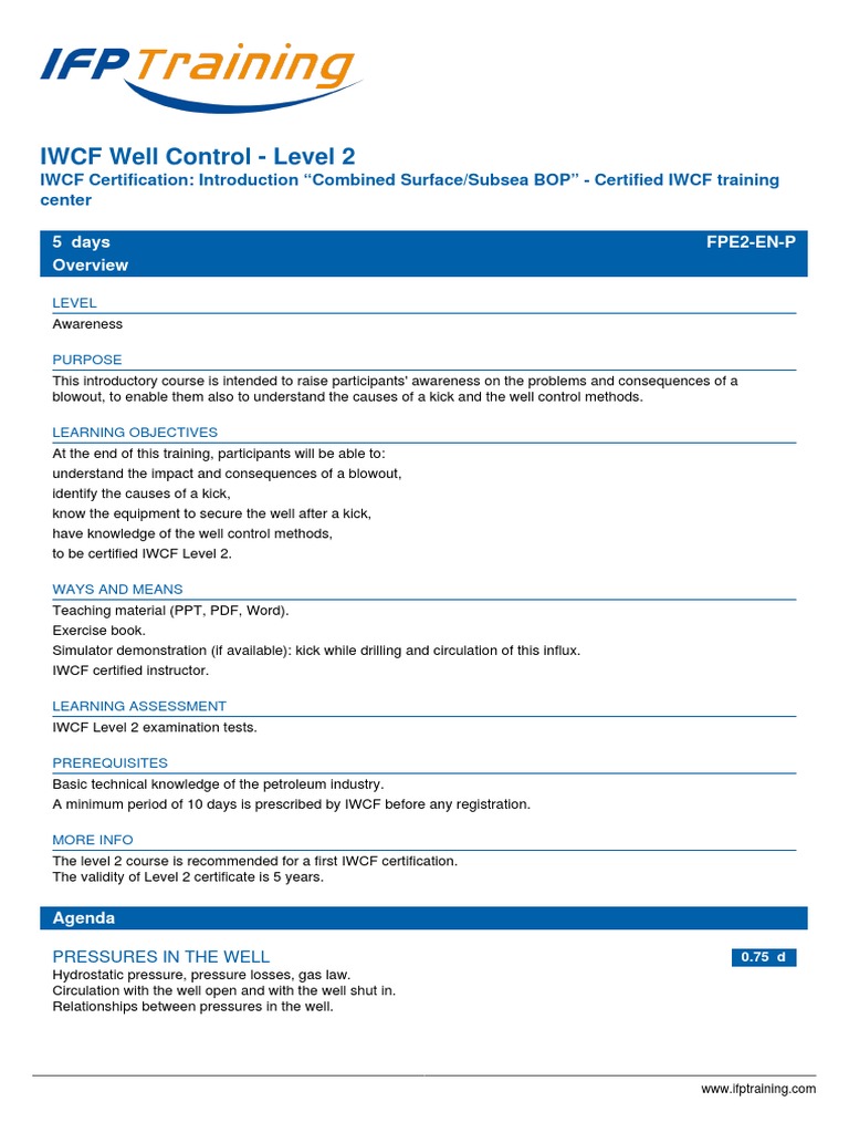IWCF Well Control - Level 2 | PDF | Blowout (Well Drilling)