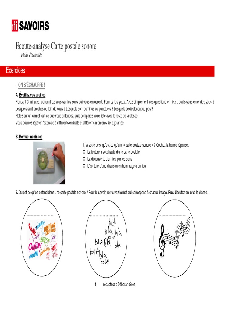 Activités d'écoute et analyse sonore | PDF | Paris | Reproduction et ...