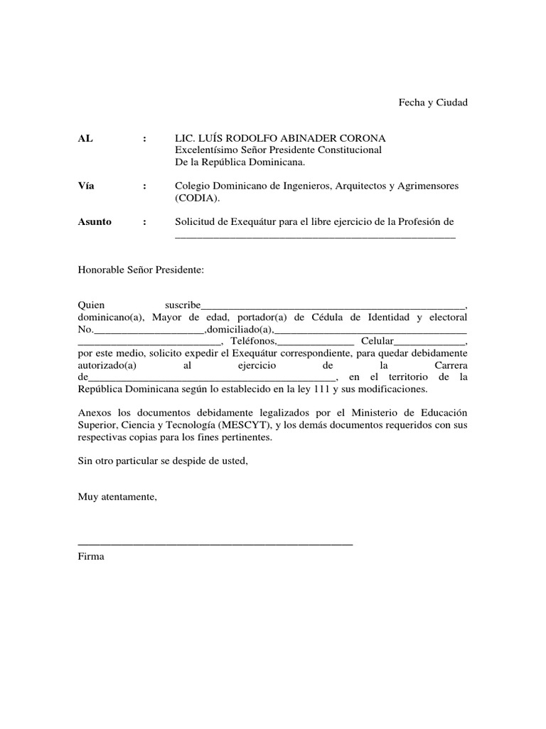 Modelo Carta Al Presidente | PDF