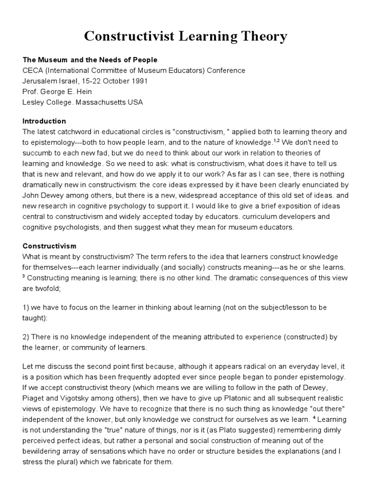 Constructivist Learning Theory | PDF | Constructivism (Philosophy Of ...