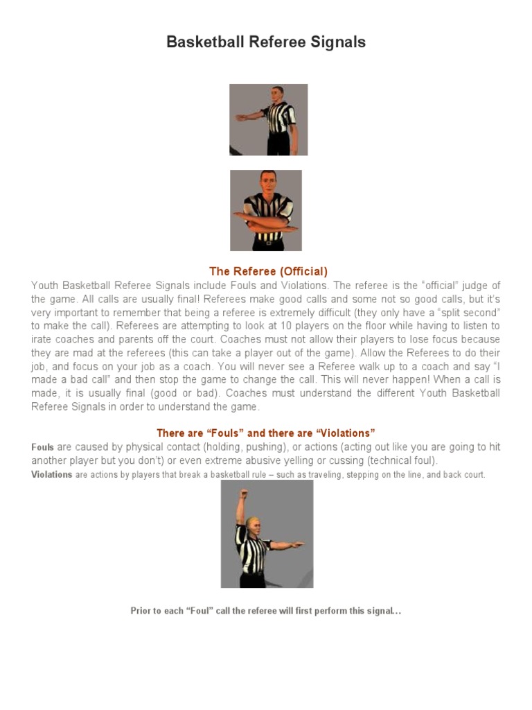 Basketball Referee Signals | PDF | Teams | Sports