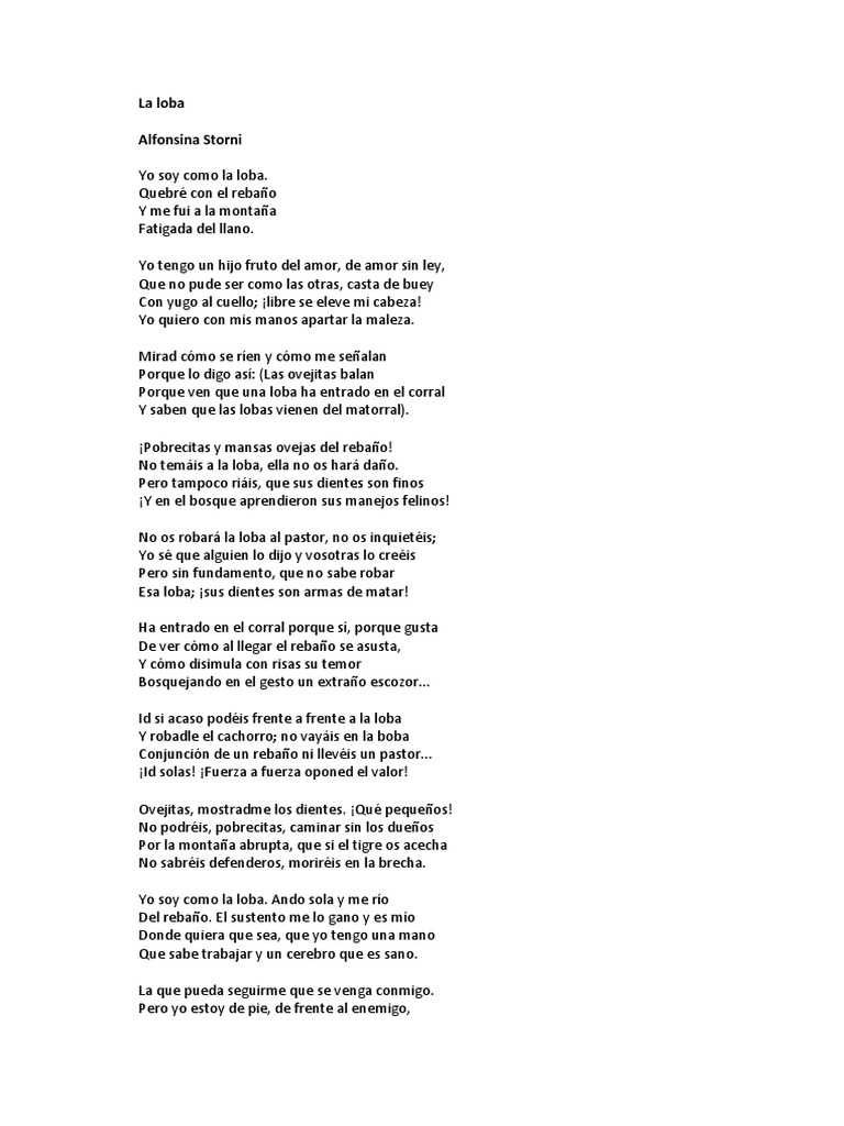 Storni, Alfonsina - La Loba y Tu Me Quieres Blanca | PDF | Poesía