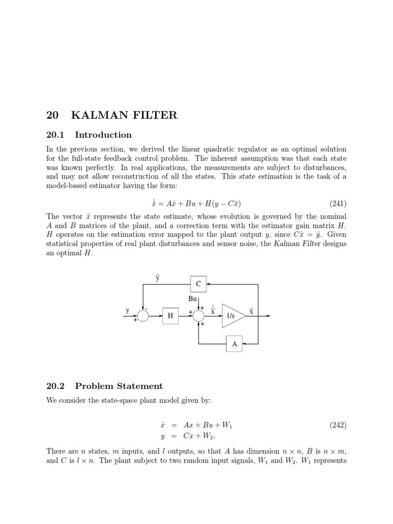 20 Kalman Filter: y C Bu | PDF | Kalman Filter | Matrix (Mathematics)