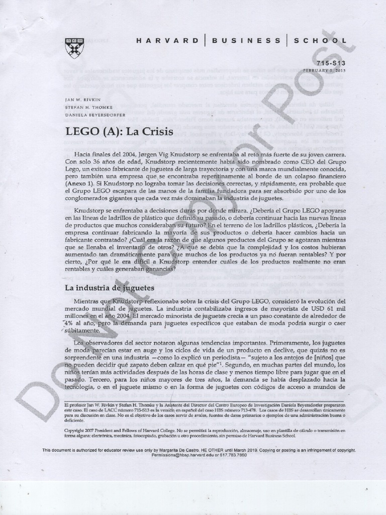Caso Lego, La Crisis | PDF