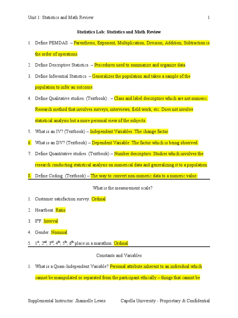 Week1Lab - PSYC4700 - Statistics Lab Unit 1 | PDF