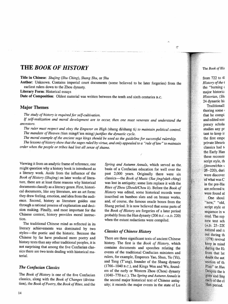 The Book of History Shujing | PDF