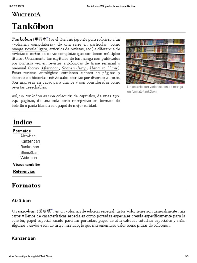 Tankōbon - Wikipedia, La Enciclopedia Libre | PDF | Anime y manga ...