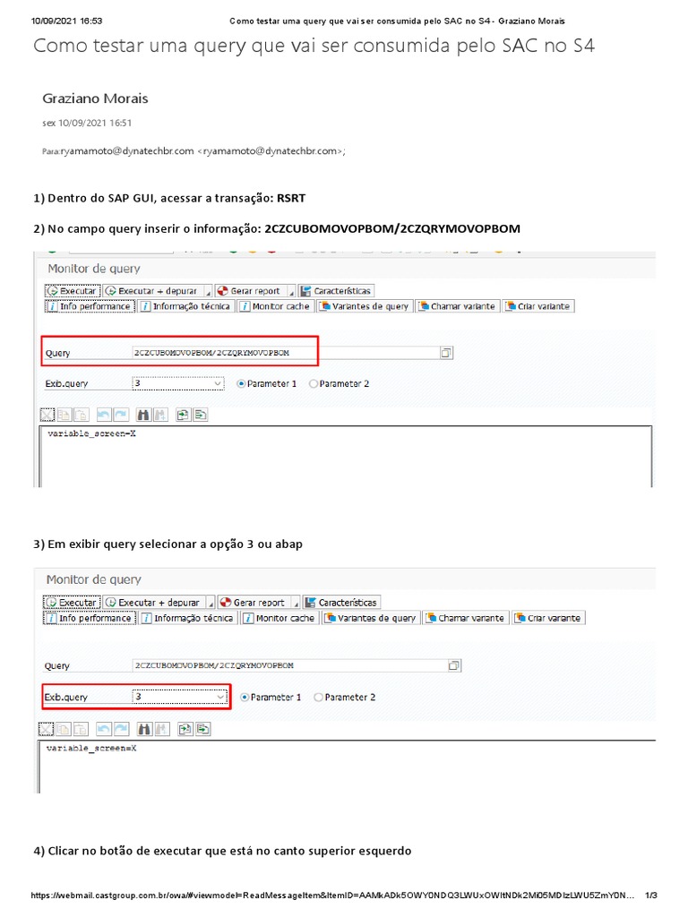 Como Testar Uma Query Que Vai Ser Consumida Pelo SAC No S4 | PDF | Negócios