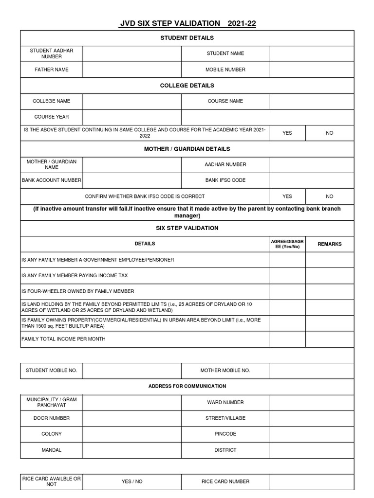 JVD Six Step Verification Form 2021-22 | PDF | Taxes | Economies