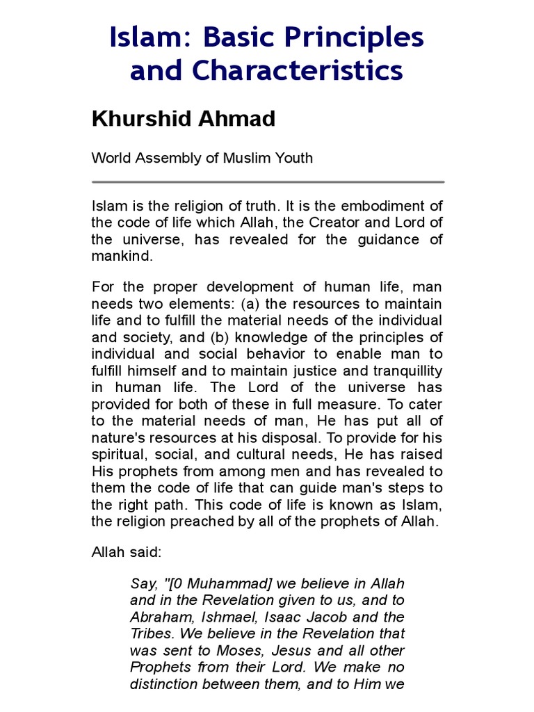 Islam Basic Principles and Characteristics | PDF | Prophets And ...