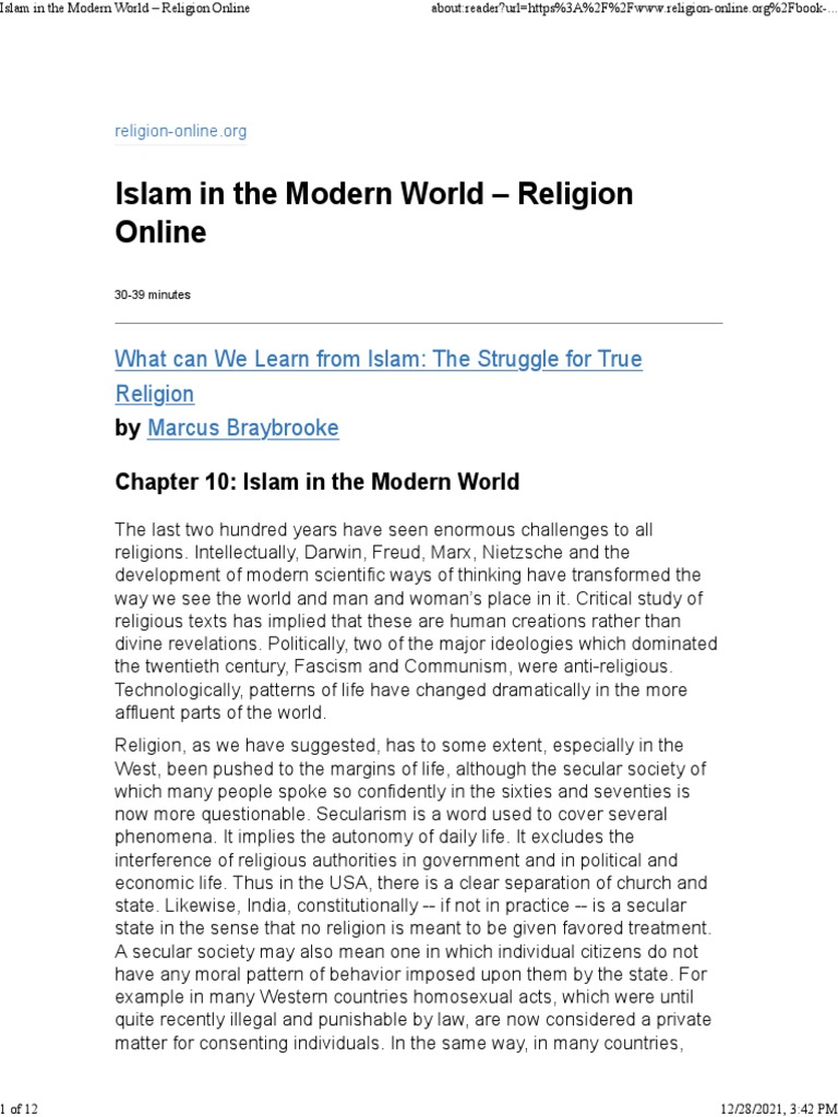 Islam in The Modern World - Religion Online | PDF | Wahhabism | Islamism