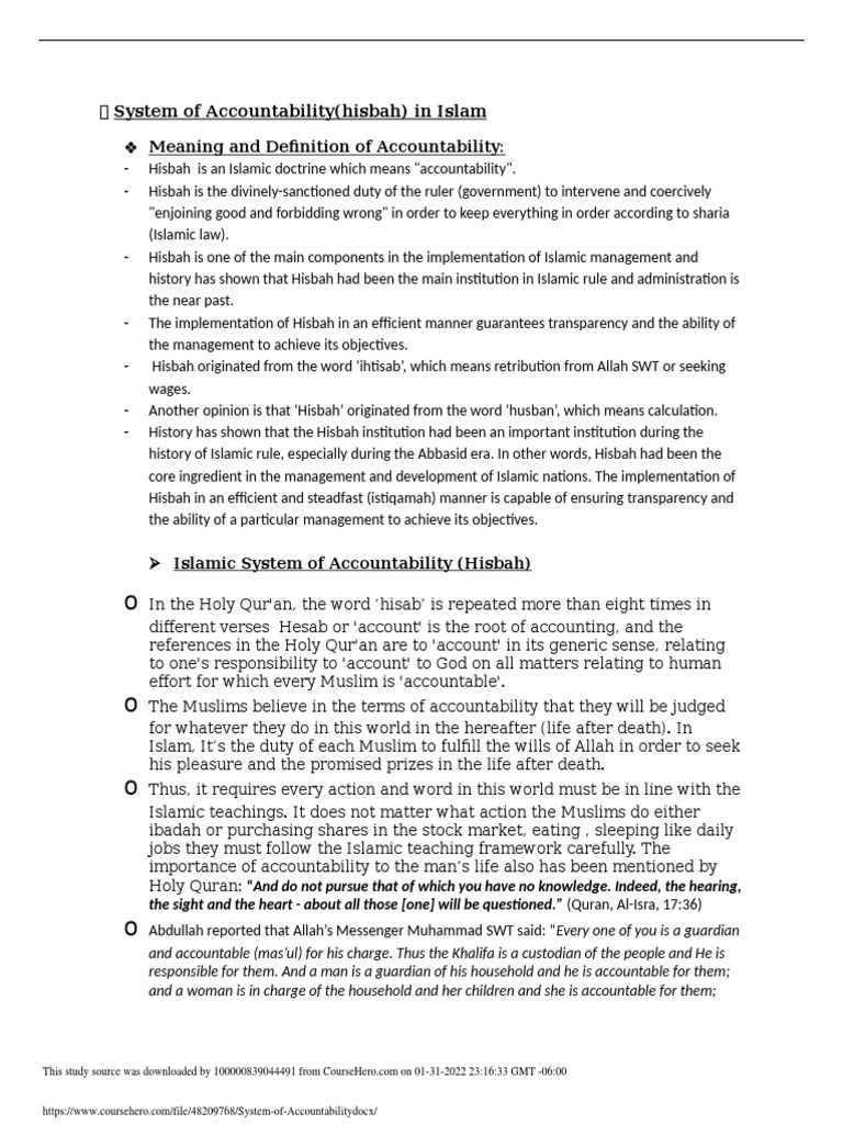 An In-Depth Examination of the Islamic System of Accountability (Hisbah ...