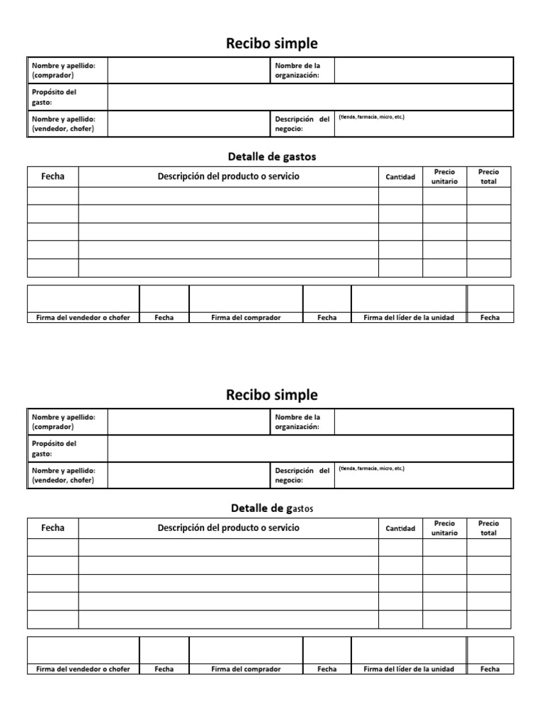Formato - Recibo Simple V 2 (En Blanco) | PDF