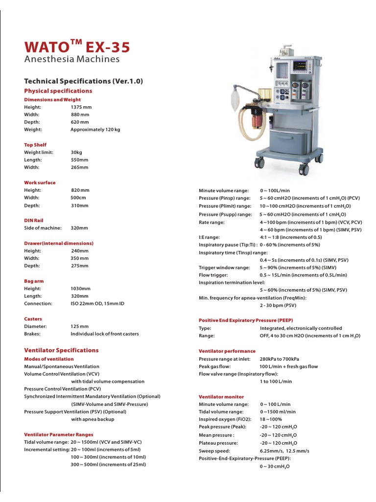 Wato Ex-35: Anesthesia Machines | Download Free PDF | Breathing