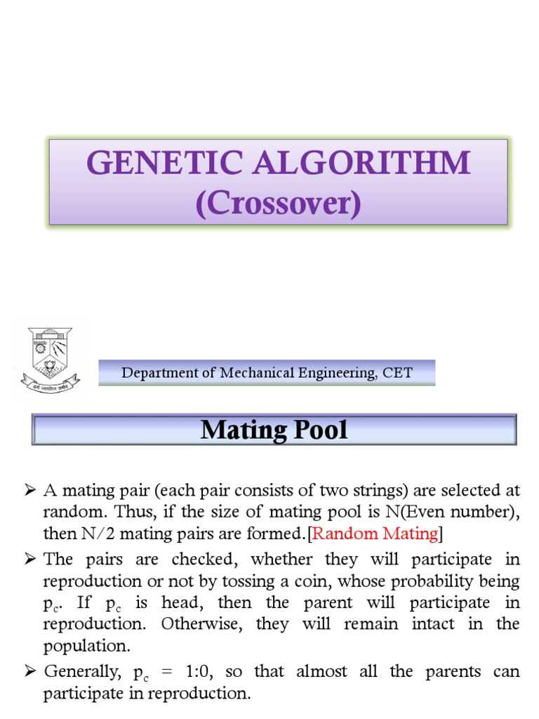 Class-4 - GA - Crossover | PDF | Mathematics | Algorithms