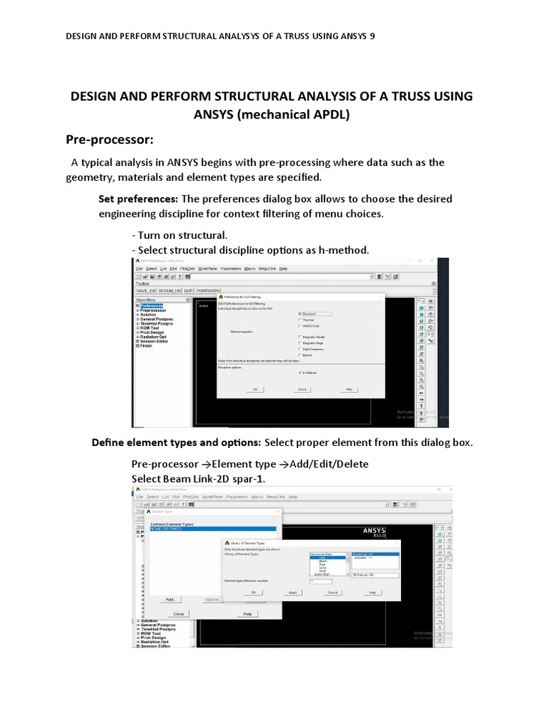 Design and Perform Structural Analysis of A Truss Using ANSYS (Mechanical APDL) Pre-Processor ...