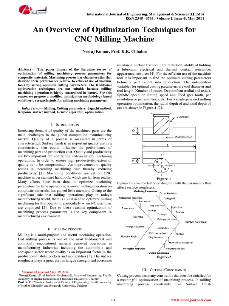 An Overview of Optimization Techniques For CNC Milling Machine | PDF | Mathematical Optimization ...