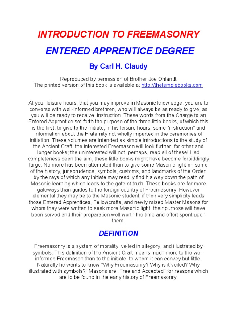 Introduction To Freemasonry | PDF | Freemasonry | Masonic Lodge