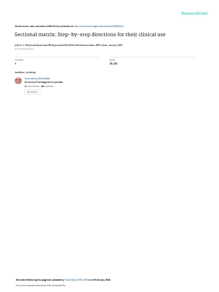 Sectional Matrix: Step-By-Step Directions For Their Clinical Use | PDF ...