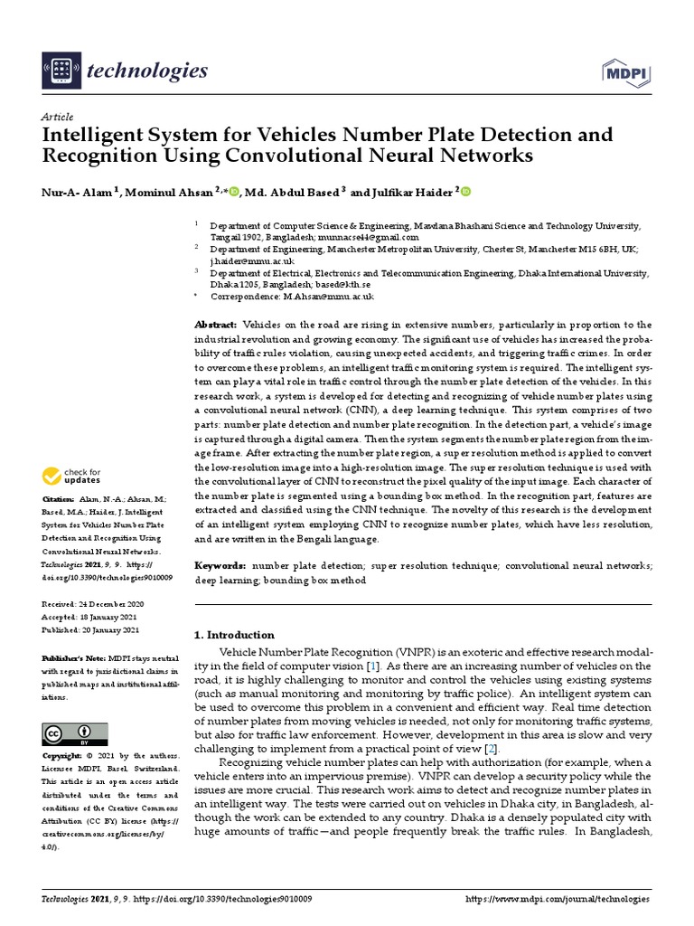 Technologies: Intelligent System For Vehicles Number Plate Detection ...