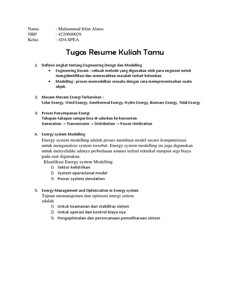 Muhammad Irfan Alatas - Resume Kuliah Tamu | PDF