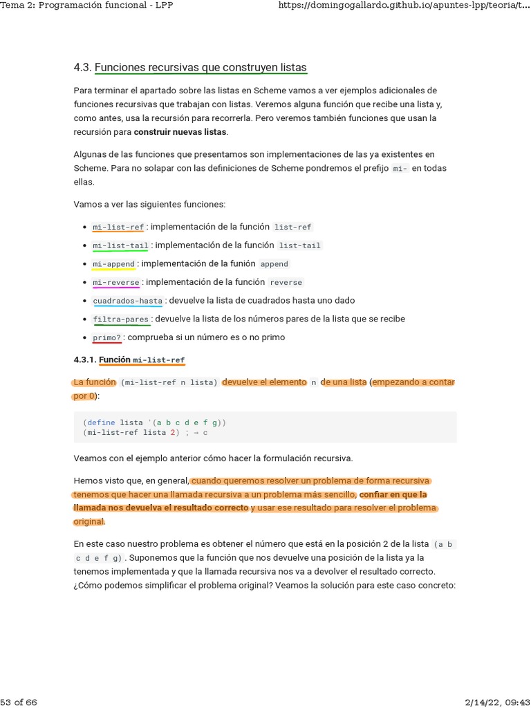 Tema 2 - LPP-53-66 | PDF | Función anónima | Esquema (lenguaje de programación)