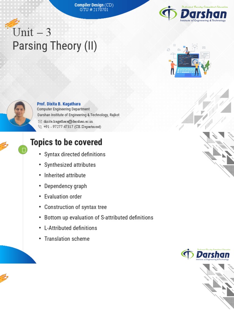 Unit - 3 Parsing Theory (II) : Prof. Dixita B. Kagathara | PDF | Parsing | Vertex (Graph Theory)