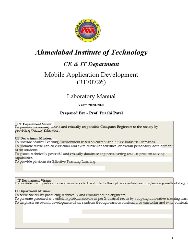 MAD - Lab-Manual - Final - 10 | PDF | Android (Operating System) | Menu (Computing)
