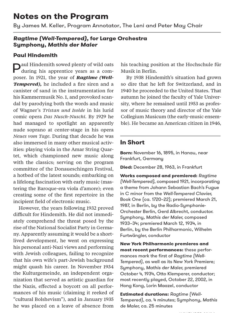 Hindemith's Mathis der Maler Symphony | PDF | Johann Sebastian Bach ...